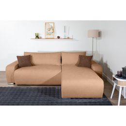 Collection AB Ecksofa &raquo;Pia, L-Form, Breite 237 cm, mit Schlaffunktion&laquo; inkl. Bettfunktion und Bettkasten hellbraun