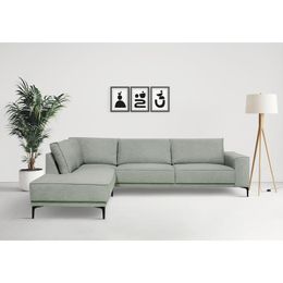 OTTO home Ecksofa &raquo;OLAND L-Form, B: 289 cm, Skandi-Design&laquo; Struktur, Flachgewebe, Luxus-Microfaser, Boucle blau 100% Polyester