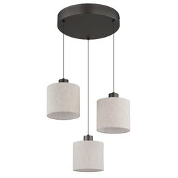 NOWA H&auml;ngeleuchte &raquo;THEA&laquo; LED-Modul 1 Stk. Warmwei&szlig; H&auml;ngelampe, schwarz, Leinen, Esstisch, rund, H&ouml;he verstellbar, 3, creme Schwarz-Beige