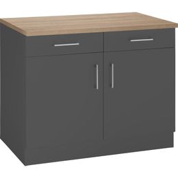 KOCHSTATION Unterschrank &raquo;KS-Mali&laquo; Breite 100 cm anthrazit/eichefarben
