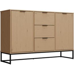 Inter Link Sideboard &raquo;Sideboard Vivo&laquo; 1 Stk. tlg. Kiefer Massiv, soft-close, Industrial Style, BxTxH: 150 x 45 x 80 cm Eiche Colori, schwarz