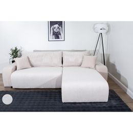 Collection AB Ecksofa &raquo;Pia, L-Form, Breite 237 cm, mit Schlaffunktion&laquo; inkl. Bettfunktion und Bettkasten hellgrau/beige