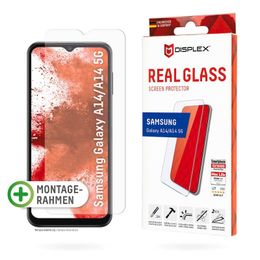 Displex Displayschutzfolie &raquo;Real Glass Samsung Galaxy A14 5G&laquo; transparent Glas Einfache, blasenfreie Montage mit EASY-ON Eco-Montagerahmen (Vollkarton, 100% 