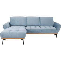 exxpo - sofa fashion Ecksofa &raquo;Palic, inkl. R&uuml;ckenverstellung, bequem, elegant, Breite 245cm, L-Form&laquo; vom Sofa zum Hochlehner. Hohe F&uuml;&szlig;e und Holzblende
