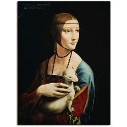 Artland Wandbild &raquo;Dame mit dem Hermelin Portr&auml;t&laquo; Frau 1 Stk. tlg. als Leinwandbild, Poster in verschied. Gr&ouml;&szlig;en Farbe Bild(er): schwarz