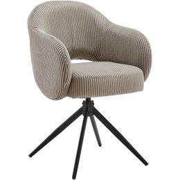 Salesfever Armlehnstuhl &raquo;Manchester Cord-Bezug&laquo; () 1 Stk.Esszimmerstuhl mit 360&deg; Drehfunktion und Taschenfederkern Hellgrau, Schwarz + Schwarz...