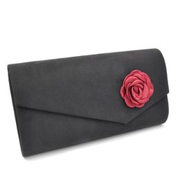 Steuer Abendtasche &raquo;Satin-Optik schwarz mit roter Bl&uuml;te&laquo; schwarz