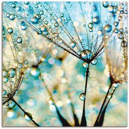 Artland Wandbild &raquo;Pusteblume Blaue Diamanten&laquo; Blumen 1 Stk. tlg. auf Holzrahmen gespannt Farbe Bild(er): blau
