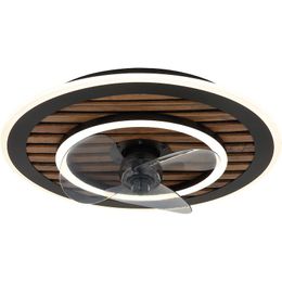 Globo LIGHTING Deckenleuchte &raquo;TREVINO&laquo; LED-Modul 1 Stk. warmwei&szlig; - kaltwei&szlig; Ventilator k&uuml;hlen-heizen holzoptik rauchfarben CCT 2700-6000K elegant