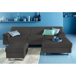 DOMO collection Ecksofa &raquo;Jamie, modern und elegant, Fu&szlig;h&ouml;he 9cm, L-Form, &laquo; wahlweise mit Bettfunktion dunkelbraun
