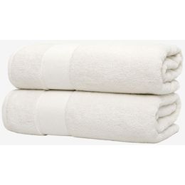 WOLKENFELD Duscht&uuml;cher &raquo;Premium Low-Twist Baumwolle 550 g/m&sup2; &ndash; 2 gro&szlig;e Duscht&uuml;cher&laquo; 70&times;140 cm &ndash; weich, saugf&auml;hig und ideal f&uuml;r Bad & Wellness Wei&szlig;...