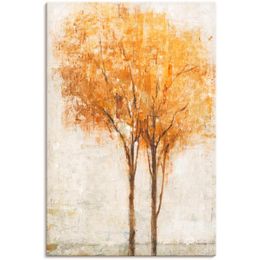 Artland Leinwandbild &raquo;Fallende Bl&auml;tter II&laquo; B&auml;ume 1 Stk. tlg. auf Holzrahmen gespannt beige Leinwand