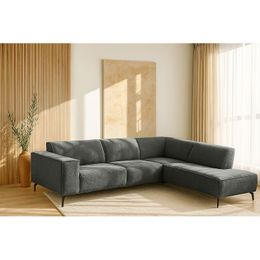 Places of Style Ecksofa &raquo;Lorcan, Breite 275 cm, weiches Sitzgef&uuml;hl&laquo; Massivholz- oder Metallf&uuml;&szlig;e, Lederoptik, Struktur, Chenille, Boucle grau Struktur 