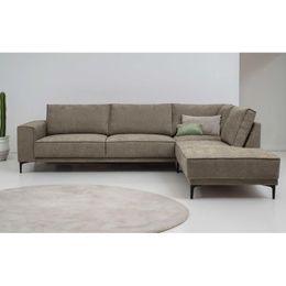 OTTO home Ecksofa &raquo;OLAND L-Form, B: 289 cm, Skandi-Design&laquo; Struktur, Flachgewebe, Luxus-Microfaser, Boucle braun 100% Polyester