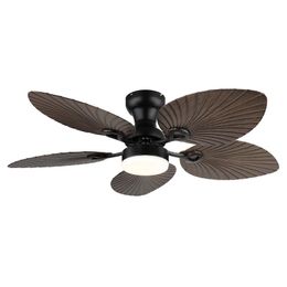 Globo LIGHTING Deckenleuchte »ELISE« LED-Modul 1 Stk. warmweiß - kaltweiß Ventilator kühlen-heizen holzoptik CCT 3000/4500/6000K schwarz matt