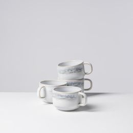 GIPFELST&Uuml;CK Tasse &raquo;Tiefer See&laquo; Scandi-Style, Reaktivglasur, jedes St&uuml;ck ein Unikat, 4-teilig Grau / Wei&szlig;