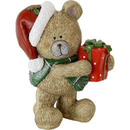 I.GE.A. Dekofigur &raquo;B&auml;r mit Geschenk&laquo; Figur Statue Weihnachtsfigur Ornament Weihnachtsdeko Adventskr&auml;nze Magnesia