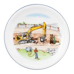 Seltmann Weiden Fr&uuml;hst&uuml;cksteller &raquo;Compact - Auf der Baustelle&laquo; rund 19 cm wei&szlig;, bunt