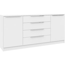 borchardt M&ouml;bel BORCHARDT M&Ouml;BEL Kommode &raquo;Oliva, Kommode mit Metallgriffen&laquo; Modernes Sideboard mit 2 T&uuml;ren und 4 Schubk&auml;sten, Breite 166 cm wei&szlig; matt/wei&szlig; matt...