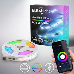 B.K.LICHT LED Stripe »Wifi RGBIC USB LED Strip, 5 m, mit App Steuerung« 150 Stk.-flammig Lichtleiste, mit Musiksensor, smartes LED Band,...