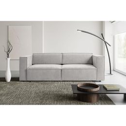 WERK2 Schlafsofa &raquo;Kansas Breite 252 cm, mit extragro&szlig;er Liegefl&auml;che 202x152 cm&laquo; Pflegeleichte Bez&uuml;ge: aktuellen Cord- oder weichem Strukturstoff grau 