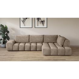 OTTO home Ecksofa &raquo;AZITA L-Form, XXL 352 cm Designsofa in Bubble-Opitk&laquo; lose R&uuml;ckenkissen, traumhafte Steppung grau 100% Polyester