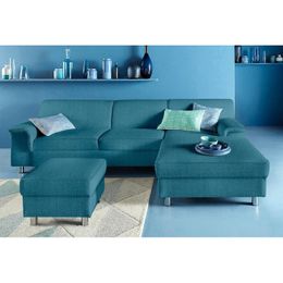 DOMO collection Ecksofa &raquo;Jamie, modern und elegant, Fu&szlig;h&ouml;he 9cm, L-Form, &laquo; wahlweise mit Bettfunktion petrol