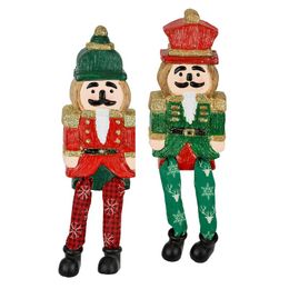 I.GE.A. Dekofigur &raquo;Kantenhocker Nussknacker&laquo; 2er Set, Dekofigur Statue Deko M&auml;nnchen Weihnachtsdeko Terrakotta