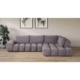 OTTO home Ecksofa &raquo;AZITA L-Form, XL 296 cm - Designsofa in Bubble-Optik&laquo; lose R&uuml;ckenkissen, traumhafte Steppung grau 100% Polyester