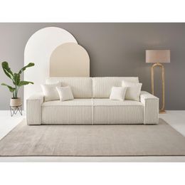 OTTO home 3-Sitzer &raquo;FINNLEY, Schlafsofa 257 cm - OTTO. Verl&auml;ssliche Qualit&auml;t.&laquo; mit Bettkasten, in Boucl&eacute;, Struktur fein und Mega Cord beige Bezugstoff