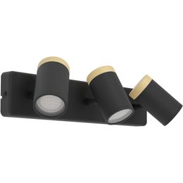 Eglo Deckenspot &raquo;CONSUMA Spotlampe - Stahl, Holz - GU10 - 3X3W - IP44&laquo; GU10 1 Stk. Wandleuchte, Wandspot, schwenkbar, Strahler, L40 x B10 x H11, 5...