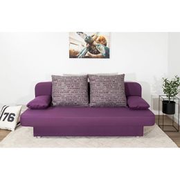 Collection AB Schlafsofa &raquo;Ulla inkl. Bettfunktion und Bettkasten&laquo; inkl. Wender&uuml;ckenkissen, Armlehnekissen lila