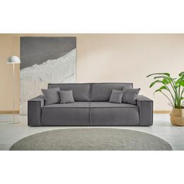 OTTO home 3-Sitzer &raquo;FINNLEY, Schlafsofa 257 cm - OTTO. Verl&auml;ssliche Qualit&auml;t.&laquo; mit Bettkasten, in Boucl&eacute;, Struktur fein und Mega Cord grau Bezugstoff 