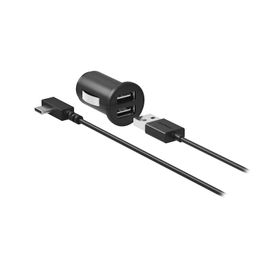 USB-Ladeger&auml;t &raquo;USB-Autoladeger&auml;t 2x USB-A inklusive USB-A zu USB-C Kabel&laquo; schwarz Kunststoff Geeignet f&uuml;r Garmin Dash Cam Mini3 / X110 / X210 / X310