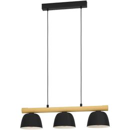 Eglo H&auml;ngeleuchte &raquo;Sherburn H&auml;ngelampe, Esszimerlampe, Metall und Holz, E27, Pendellampe&laquo; E27 1 Stk. Eglo H&auml;ngeleuchte Sherburn schwarz, braun 3X40W L