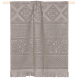 Pad Strandtuch &raquo;HARLEM&laquo; Made in Europe, Ton in Ton gestreift, mit Ornamenten, mit Fransen Grey Obermaterial: 100% Baumwolle B/L: 100 cmx180 cm