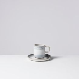 GIPFELST&Uuml;CK Espressotasse &raquo;Tiefer See&laquo; Scandi-Style, gl&auml;nzende Reaktivglasur, jedes St&uuml;ck ein Unikat Grau / Wei&szlig;