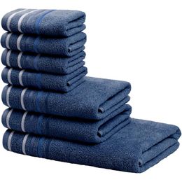 my home Handtuch Set &raquo;Niki, Duschtuch, Handt&uuml;cher und G&auml;stet&uuml;cher&laquo; Set Walkfrottee Handt&uuml;cher mit mehrfarbiger Streifenbord&uuml;re, weich, aus 100% 