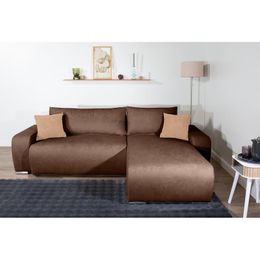 Collection AB Ecksofa &raquo;Pia, L-Form, Breite 237 cm, mit Schlaffunktion&laquo; inkl. Bettfunktion und Bettkasten braun