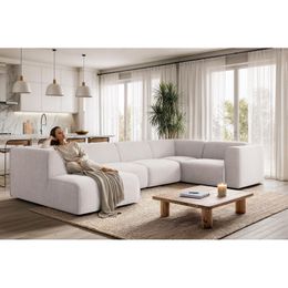 OTTO home Wohnlandschaft &raquo;Merid U-Form, B: 367 cm&laquo; jederzeit durch Module erweiterbar beige Struktur fein (100% Polyester);Samtoptik (100% Polyester);