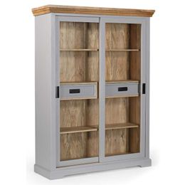Home Affaire Vitrine »Alpinist Highboard Höhe/Breite/Tiefe 120/160/40 cm« mit 2 Glasschiebetüren, handgefertigt, Unikat-Möbel, Höhe 160 cm grau/natur