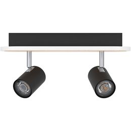Eglo Deckenleuchte &raquo;Rimbocchi Deckenlampe, Metall und Holz-Optik, Spotbalken schwenkbar&laquo; LED-Modul 1 Stk. Warmwei&szlig; Spot - L34 x B10 x H15 cm - schwarz