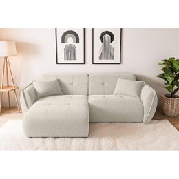 Home Affaire Ecksofa &raquo;MIRELDA L-Form mit Steppungen, Recamiere rechts/links, Breite 253 cm&laquo; elegant und bequem, enth&auml;lt 2 Zierkissen, belastbar bis 