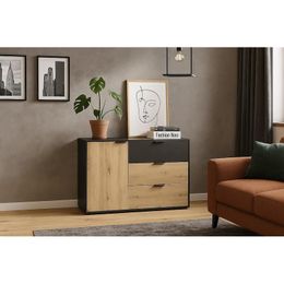 Home Affaire Kommode &raquo;PERY Sideboard mit 3 Schubladen und 3 F&auml;cher, Ma&szlig;e B/T/H: 125/36/79 cm&laquo; Moderner Schubladenschrank mit viel Stauraum und 