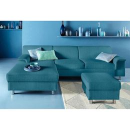 DOMO collection Ecksofa &raquo;Jamie, modern und elegant, Fu&szlig;h&ouml;he 9cm, L-Form, &laquo; wahlweise mit Bettfunktion petrol