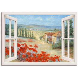 Artland Leinwandbild &raquo;Mohnlandschaft&laquo; Fensterblick 1 Stk. tlg. auf Holzrahmen gespannt beige Leinwand