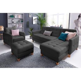 exxpo - sofa fashion Ecksofa &raquo;Elio, kompakt, bequem & zeitloses Design, Breite 217cm, L-Form&laquo; wahlweise mit Bettfunktion schwarz Luxus-Kunstleder;