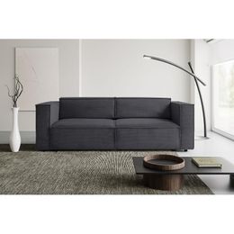 WERK2 Schlafsofa &raquo;Kansas Breite 252 cm, mit extragro&szlig;er Liegefl&auml;che 202x152 cm&laquo; Pflegeleichte Bez&uuml;ge: aktuellen Cord- oder weichem Strukturstoff grau 
