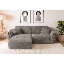 Home Affaire Ecksofa &raquo;MIRELDA L-Form mit Steppungen, Recamiere rechts/links, Breite 253 cm&laquo; elegant und bequem, enth&auml;lt 2 Zierkissen, belastbar bis 