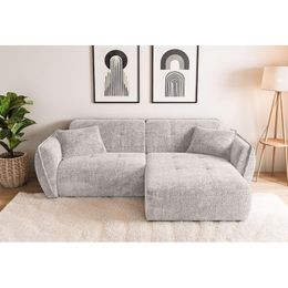 Home Affaire Ecksofa &raquo;MIRELDA L-Form mit Steppungen, Recamiere rechts/links, Breite 253 cm&laquo; elegant und bequem, enth&auml;lt 2 Zierkissen, belastbar bis 